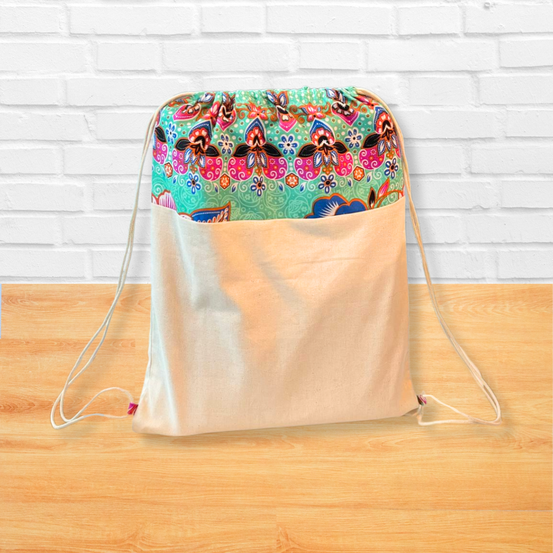 The Lifestyle Canvas Batik Drawstring Backpack